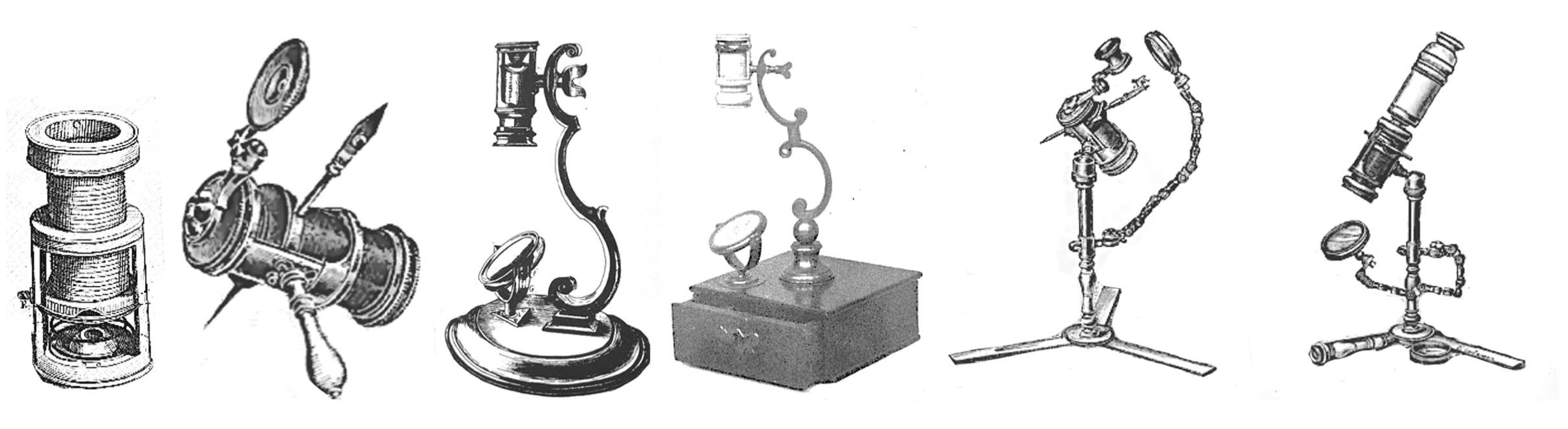 Collection of antique microscopes and other scientific instruments